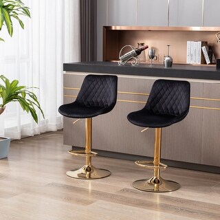 2 Pcs Ergonomics Swivel Bar Stools Velvet Adjustable Dining Chair - Bed ...
