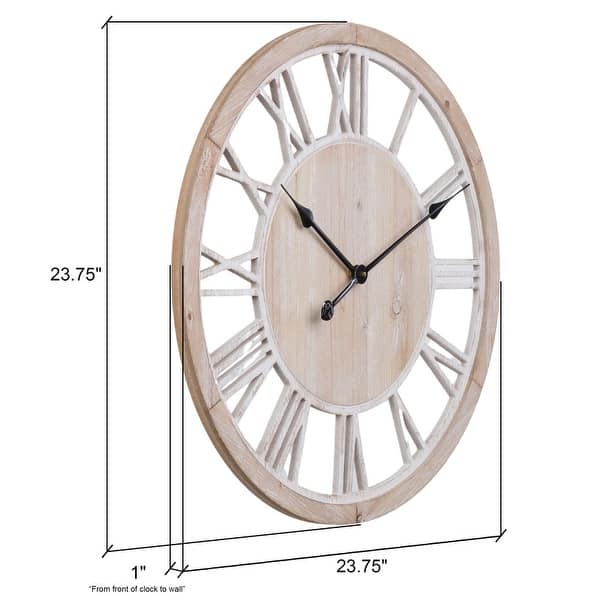 Seraphine Farmhouse Wooden Wall Clock - 23.75"H x 23.75"W x 1"D - Bed ...