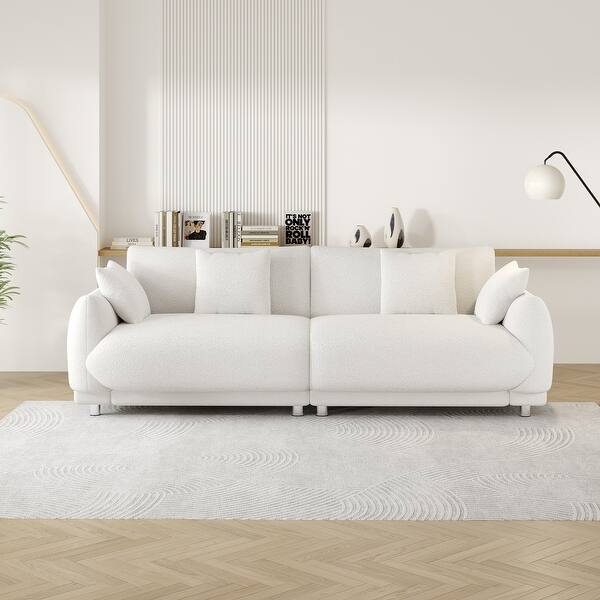 86.6" Teddy velvet large bread sofa with four pillows and hardware feet ...