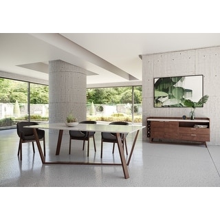 Modrest Jozy Modern Marble/ Walnut Dining Table - Bed Bath & Beyond ...