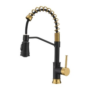 Black and Gold Touchless Kitchen Sink Faucet with Pull Down Sprayer ...