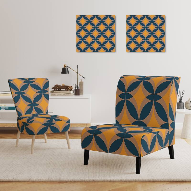 Designart "Abstract Retro Design III" Upholstered Mid-Century Accent ...
