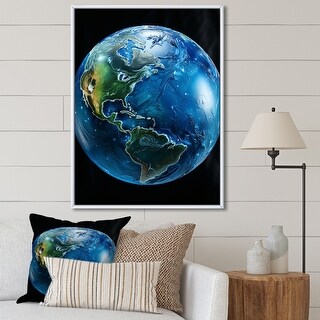 Designart "Earth Blue Planet III" Earth Framed Wall Art Prints - Bed ...