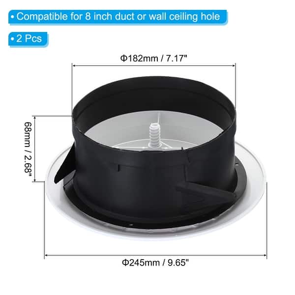 8" Round Air Vent 2pcs Adjustable Ceiling Diffuser Grill Soffit Vent ...