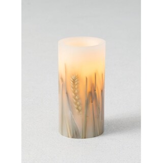 6" Wheat LED Pillar Candle - 3"L x 3"W x 6"H - Bed Bath & Beyond - 35694387