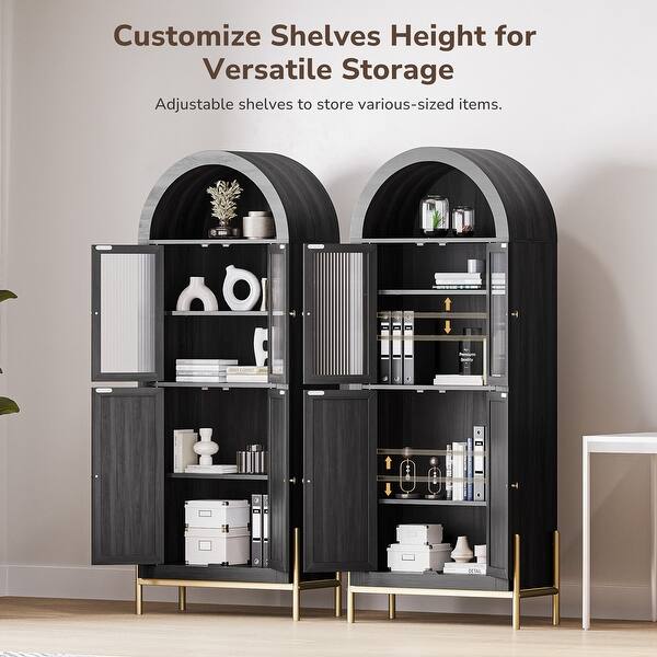 BELLEZE 65" Bookcase w/ Glass Display & Shelves - Treasures - Black ...