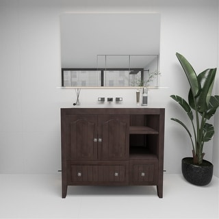 36" Bathroom Vanity Base Only, Solid Wood Frame and MDF Boards - Bed ...