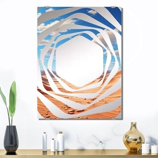 Designart "Desert Dunes Panoramic Horizon I" Desert Mirror Brown ...