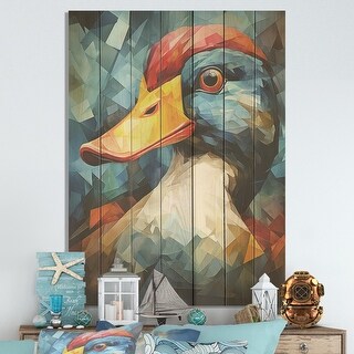 Designart "Cubist Quack Duck Portrait In Blue And Yellow" Duck Animal ...