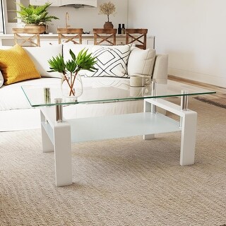 Glass Coffee Table Metal Tube Glass Coffee Table for Livingroom (Modern ...