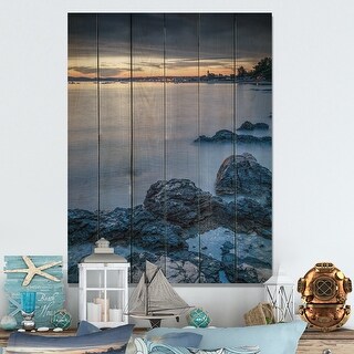 Designart 'Sunset Over The Sea' Nautical & Coastal Wood Wall Art Panels ...
