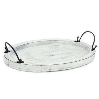Round Rustic Coffee Table Tray with Handle - Bed Bath & Beyond - 41206745