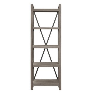 Lexicon Style Metal Left Side Pier with 5 open storage shelves, Grey ...