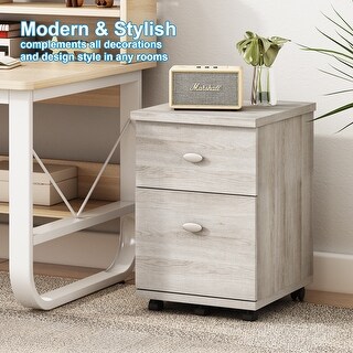 Grey Wooden Small File Cabinet with 2 Drawers, Suitable for Legal and ...