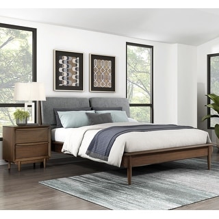 Classic Walnut Finish Bedroom Set 3pc Platform Bed and Two Nightstands ...