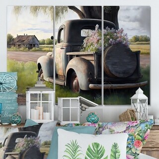 Designart "Barn Flower Delivery Truck IX" Barn Farm Ranch Canvas Art ...