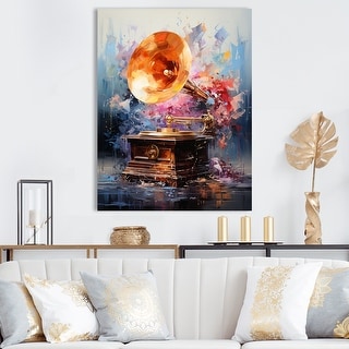 Designart "Abstract Phonograph Fusion I" Phonographs Canvas Wall Art ...