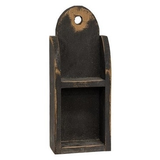 Distressed Rustic Black Wood Skinny Pocket Shelf - 3.50 W x 7 L x 17.50 ...