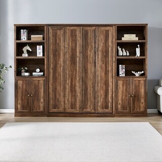 Full Size Folding Bed Convertible Standing Cabinet, Brown Murphy Wall ...