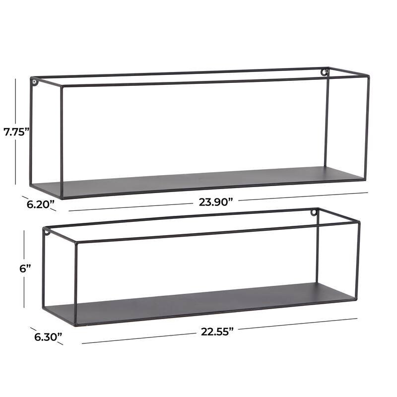 CosmoLiving by Cosmopolitan Black Metal 2 Shelves Wall Shelf (Set of 2 ...