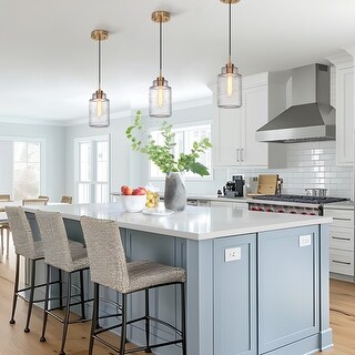 Modern Farmhouse 1-Light Pendant Light for Kitchen Island - Gold - Bed ...