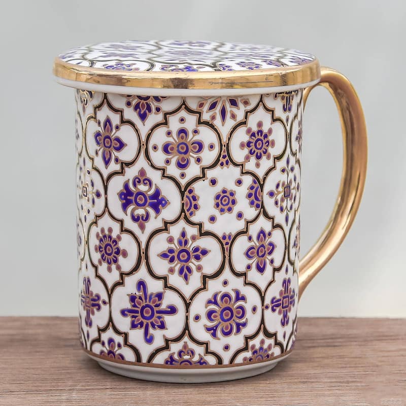 Handmade Thai Royalty Benjarong ceramic lidded mug (Thailand ...