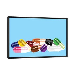 iCanvas "Chill Pill Party Blue" by Jaymie Metz Framed Canvas Print ...