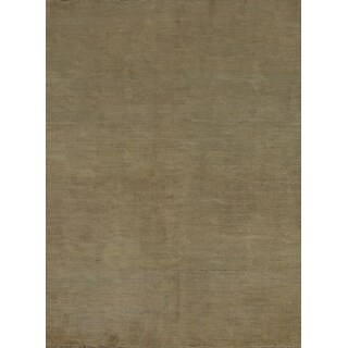 Gabbeh Oriental Rug Handmade Solid Green Wool Carpet - 5'0" x 6'6 ...