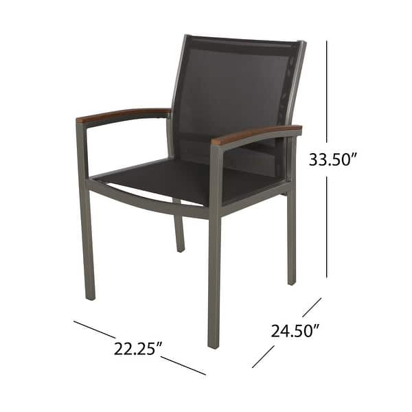 Luton Aluminum Outdoor Dining Chairs with Faux Wood Accents by ...