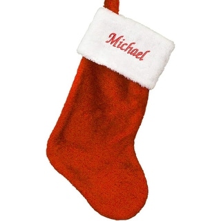 Embroidered Red Plush Personalized Christmas Stocking,1 piece - Bed ...