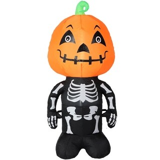 Pumpkin Head Skeleton Man Halloween Yard Inflatable - 50" - Bed Bath ...