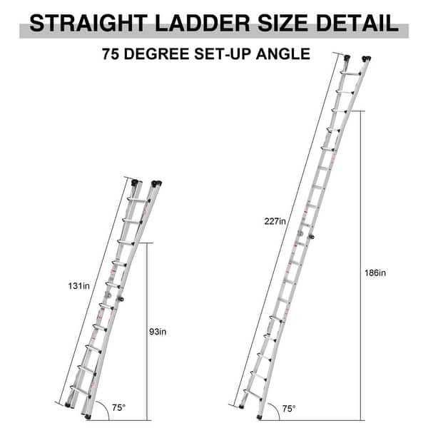 Aluminum Extension Ladder Step Ladder Multi-Position with Wheels - Bed ...