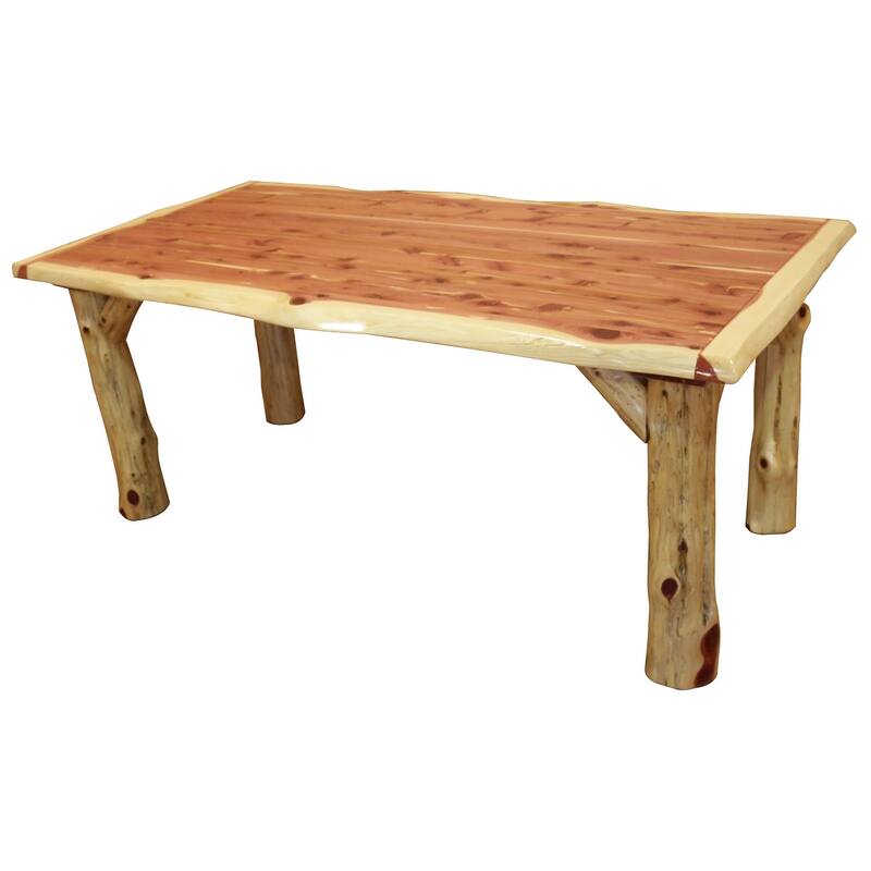 Red Cedar Log Solid Top Family Dining Table - Overstock - 34770803