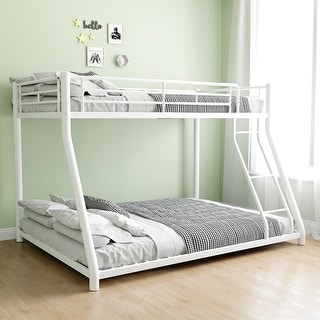 Metal Bunk Beds Twin Over Full Size Heavy Duty Bunk Bed with Removable ...
