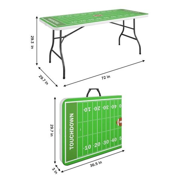 COSCO Touchdown Football Field 6 ft. Fold-in-Half Table w/Handle - Bed ...