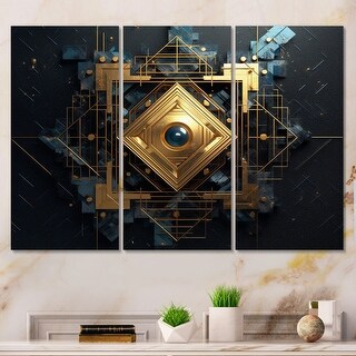 Designart "Gold and Black Cubist Visions III" Cubism Wall Art Print Set ...