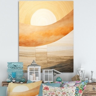 Designart "Geometric Golden Beige Sunset Harmony I" Sunrisesunset Wall ...