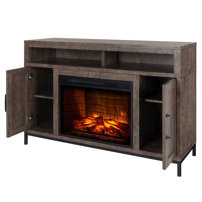 Pleasant Hearth Lawrence 48 in. TV Stand with Electric Fireplace Rustic ...