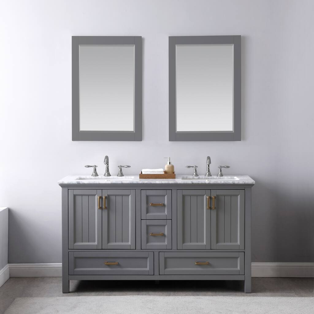 Altair Isla Double Bathroom Vanity and Aosta White Countertop with ...