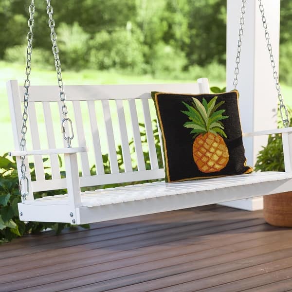 Slatted Wood Porch Swing - White Paint - Bed Bath & Beyond - 40375100