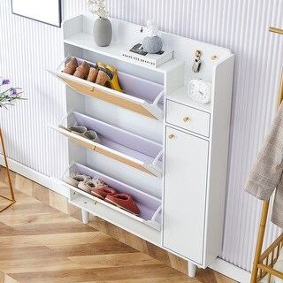 Minimalist Shoe Cabinet with Japanese Rattan Design for Compact Living ...