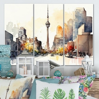 Designart "Toronto Skyline VIII" City Toronto Canvas Art Print - 3 ...