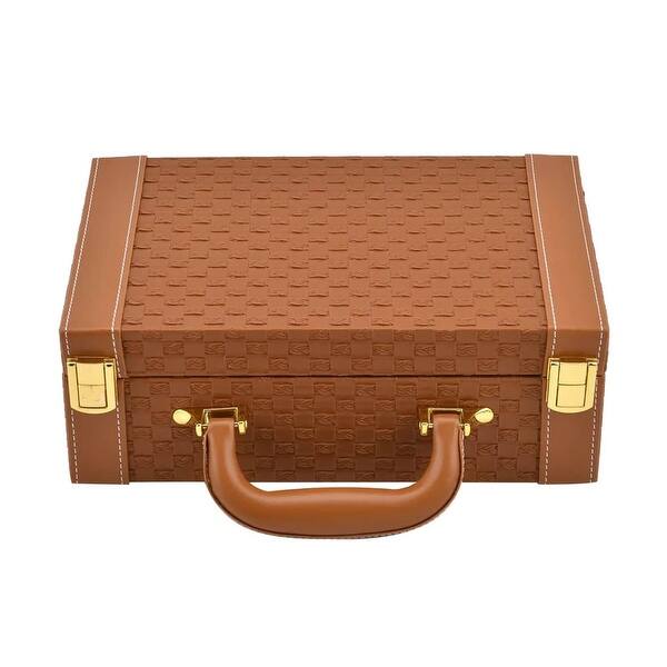 Faux Leather Woven Texture 2 Layer Briefcase Anti Tarnish Jewelry Box ...