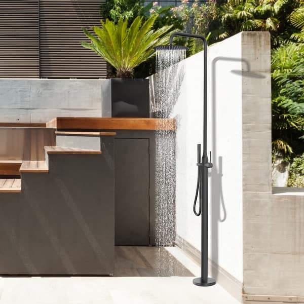 Freestanding Rainfall Outdoor Shower, Stainless Steel Single Handle ...