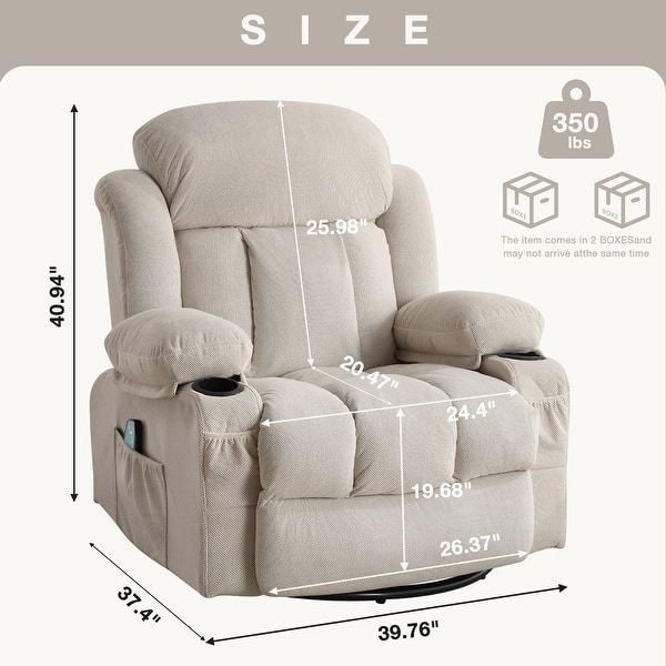 360 Degree Swing and Rotation Recliner Massage Heated Sofa - Bed Bath ...