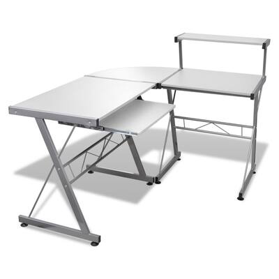 Computer Desk Workstation With Pull Out Keyboard Tray White - Overstock ...