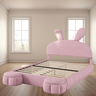 Cute Full Size Platform Bed Frame with Cartoon Ears Shaped Headboard ...
