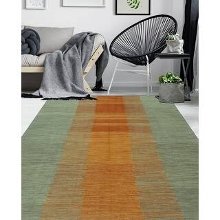 Hand-Woven Winchester Kilim Edilma Orange/Grey Rug - 4'9" x 6'7" - Bed ...