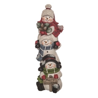 Transpac Resin 11.5 in. Multicolor Christmas Stacked Snowman Decor ...