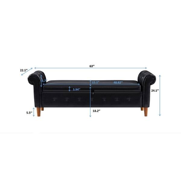 Black Multifunctional Storage Rectangular Sofa Stool - Bed Bath ...